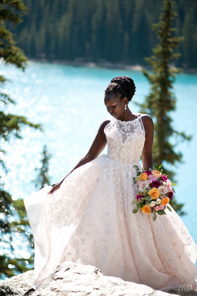 Moraine Lake Bride wears Hayley Paige - Tara Whittaker Photography